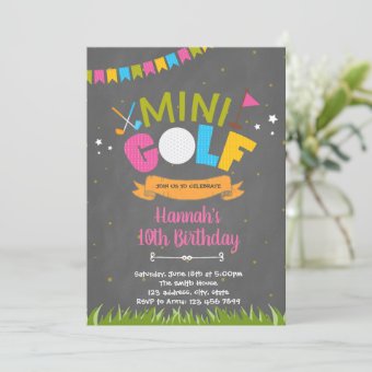 Mini golf birthday party invitation | Zazzle
