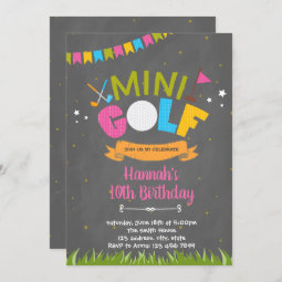 Mini golf birthday party invitation | Zazzle