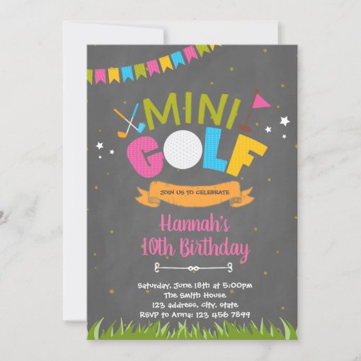 Mini golf birthday party invitation | Zazzle
