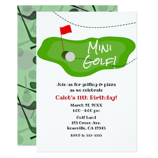 Mini Golf Golfing Green Birthday Party Any Event Invitation | Zazzle.com