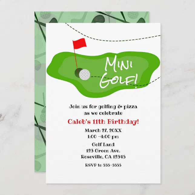 Mini Golf Golfing Green Birthday Party Any Event Invitation | Zazzle