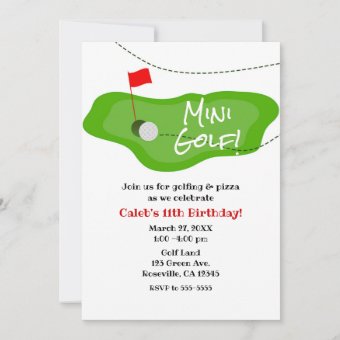Mini Golf Golfing Green Birthday Party Any Event Invitation | Zazzle