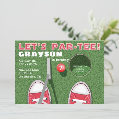Mini Golf Par-Tee Putt Putt Boy's Birthday Invitation | Zazzle