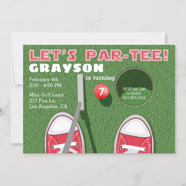 Mini Golf Par-Tee Putt Putt Boy's Birthday Invitation | Zazzle