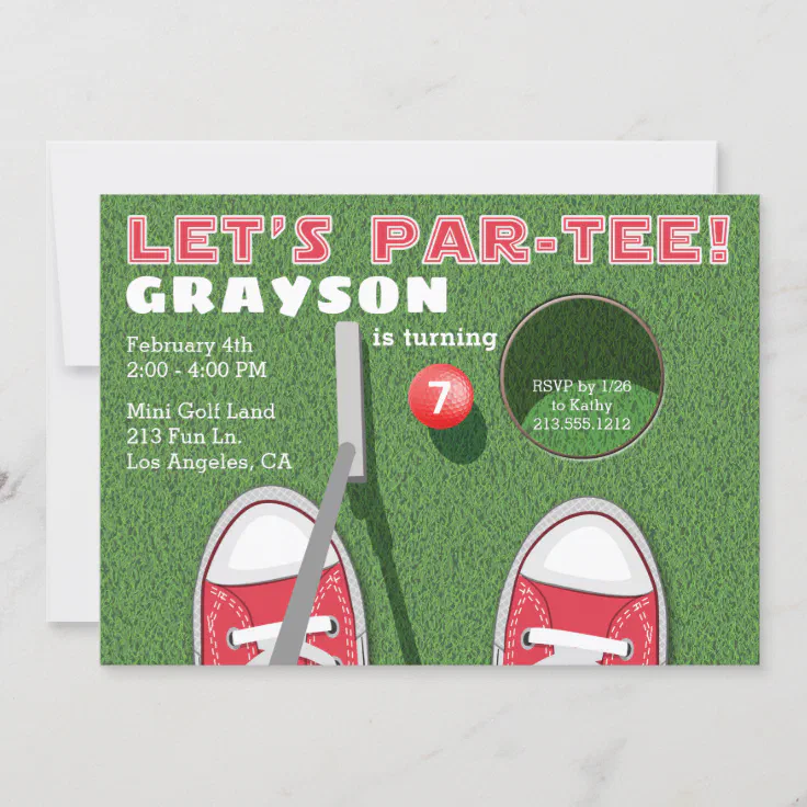Mini Golf Par-Tee Putt Putt Boy's Birthday Invitation | Zazzle