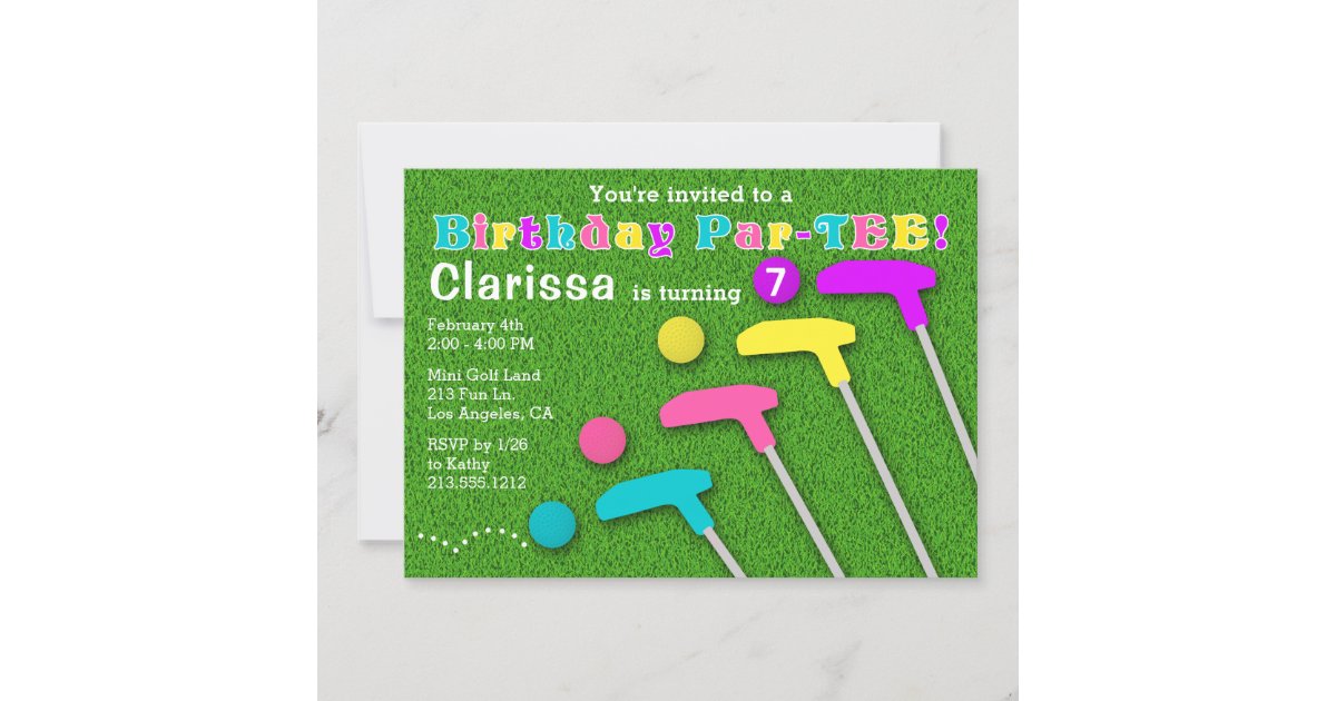 Mini Golf Par-Tee Putt Putt Girl Birthday Invitation | Zazzle