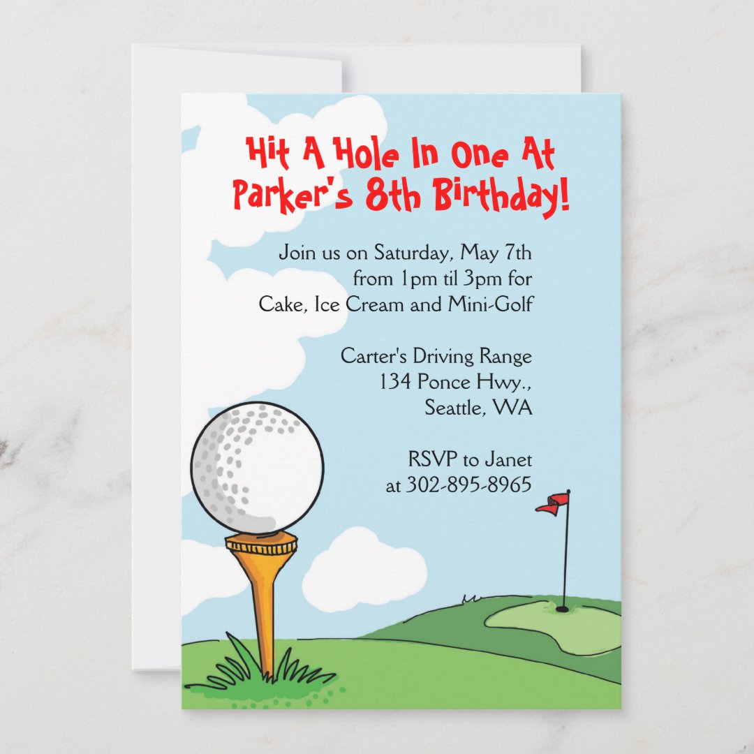 Mini-Golf themed birthday party invitations | Zazzle