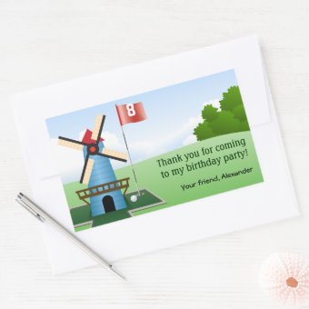 Mini Golf Windmill Fairway Party Sticker | Zazzle