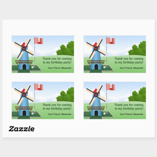 Mini Golf Windmill Fairway Party Sticker | Zazzle