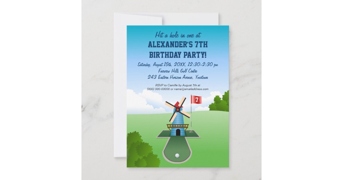 Mini Golf Windmill Party Invitation | Zazzle