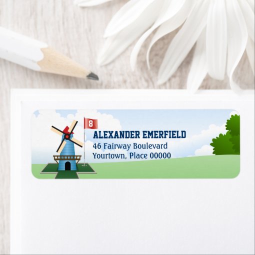 Mini Golf WIndmill Return Address Label | Zazzle