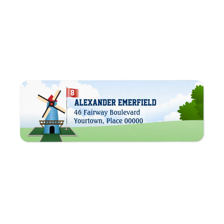 Mini Golf WIndmill Return Address Label | Zazzle