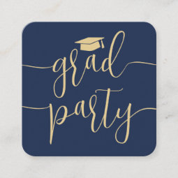 Mini Graduation Party Invitation Navy & Gold Card | Zazzle