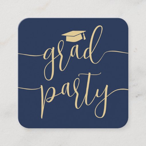 Mini Graduation Party Invitation Navy & Gold Card | Zazzle