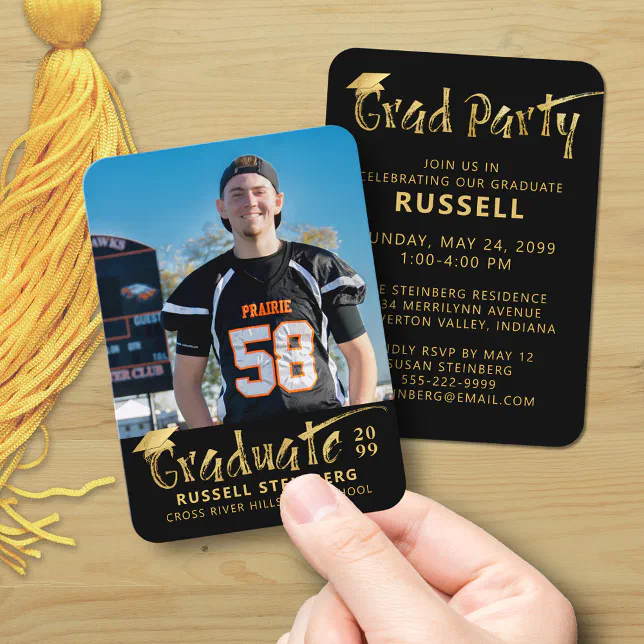 Mini Graduation Party Photo Invitation Card | Zazzle