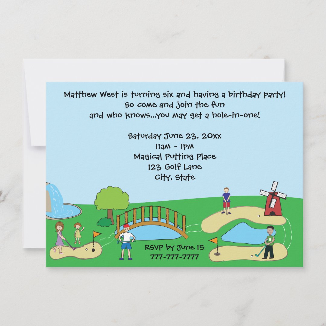 Mini / Miniature Golf Birthday Party Invitations | Zazzle