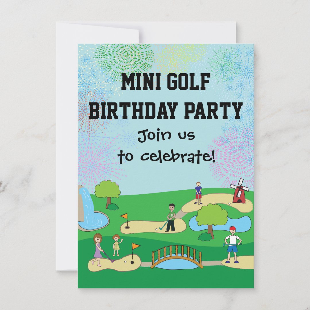 Mini Miniature Golf Birthday Party Invitations | Zazzle