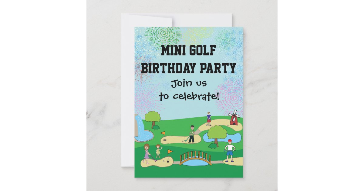 Mini Miniature Golf Birthday Party Invitations | Zazzle