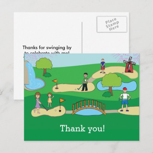 Mini Miniature Golf Birthday Thank You Postcard | Zazzle