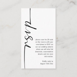Mini Modern Calligraphy QR Code Wedding RSVP Enclosure Card | Zazzle