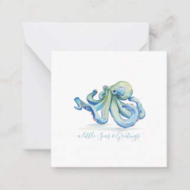 Mini Octopus Christmas Note Card | Zazzle