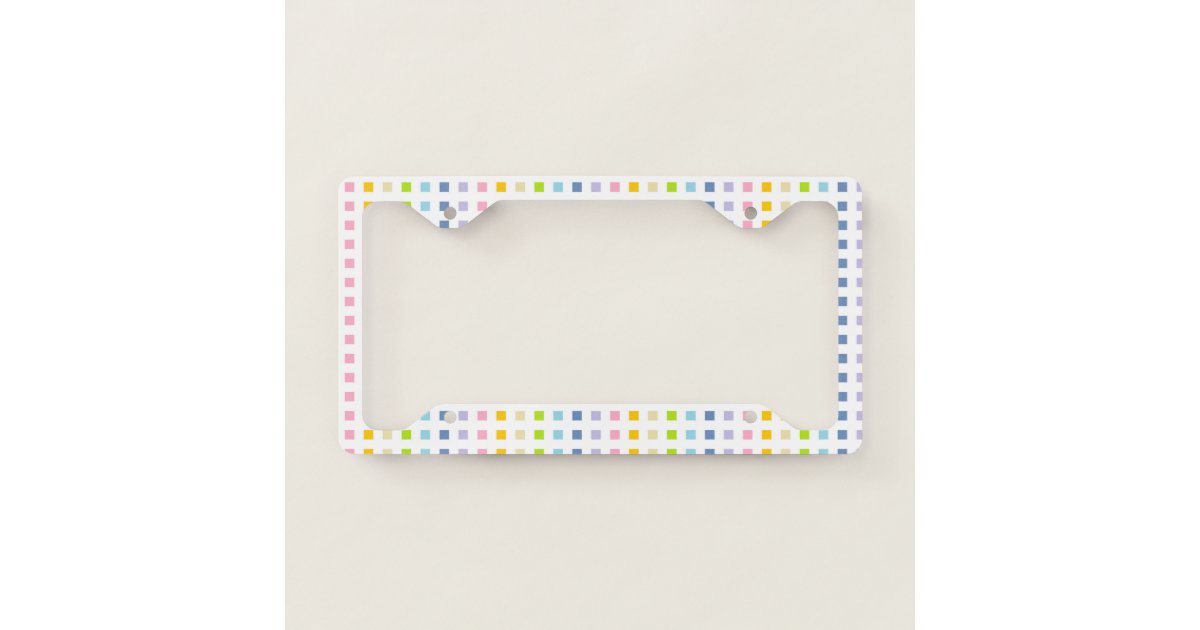 Mini Pastel Rainbow Squares License Plate Frame | Zazzle