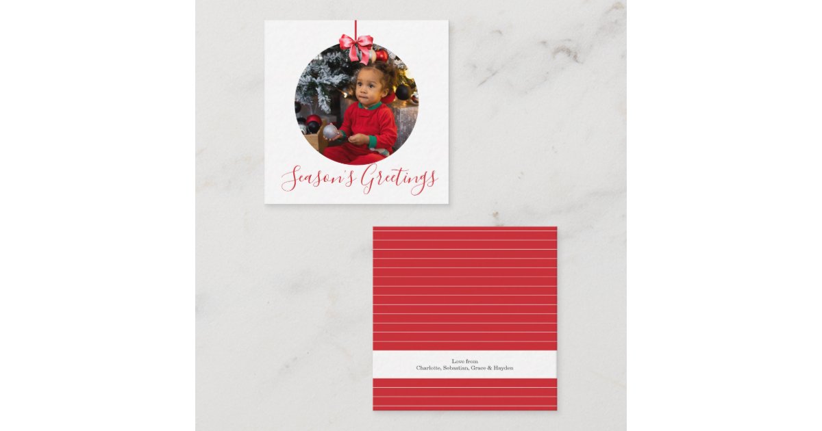 MINI Personalized Christmas Bauble Photo Frame Note Card | Zazzle