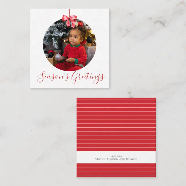 MINI Personalized Christmas Bauble Photo Frame Note Card | Zazzle