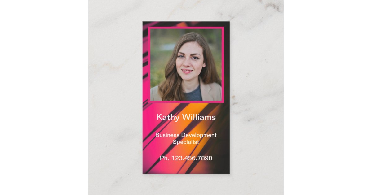 Mini Resume Card | Networking Card Pink Orange | Zazzle