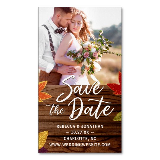 Fall Leaves Mason Jar Save the Date Magnets | Zazzle.com