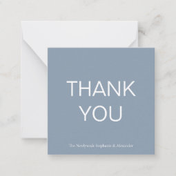 Mini Simple Dusty Blue Thank You Square Note Card | Zazzle