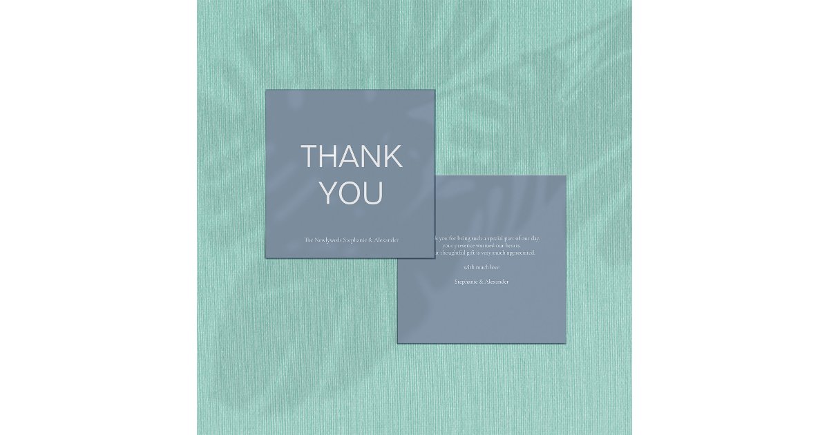 Mini Simple Dusty Blue Thank You Square Note Card | Zazzle