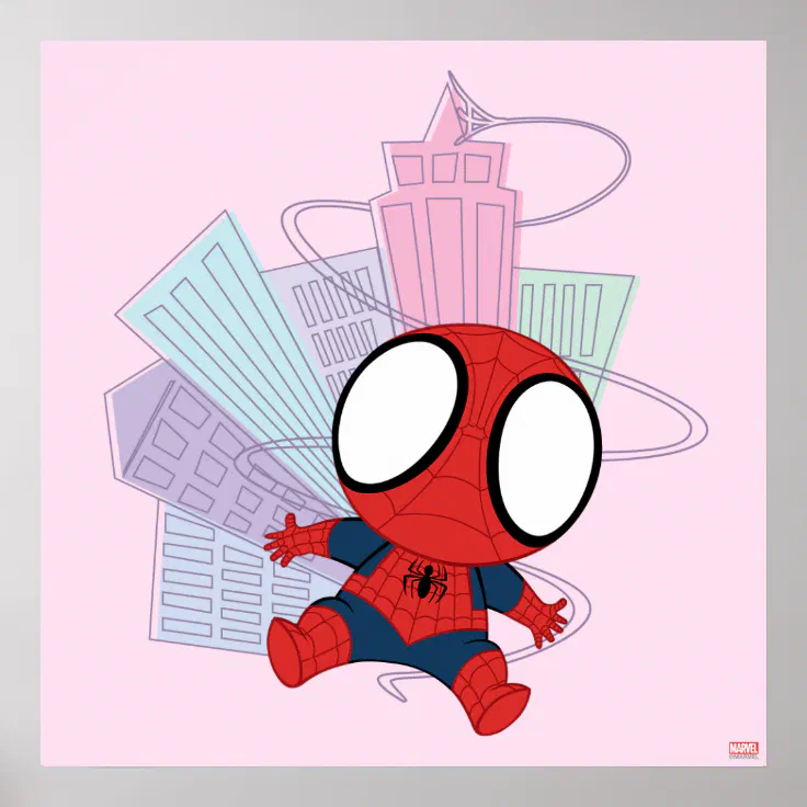 Mini Spider-Man & City Graphic Poster | Zazzle