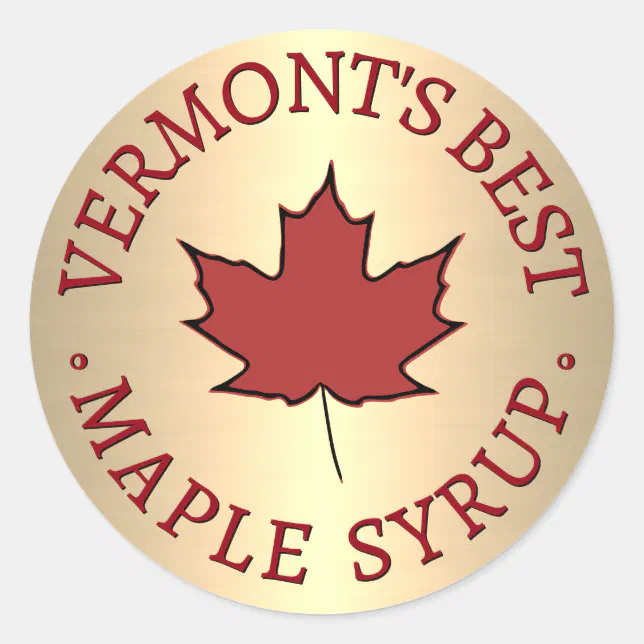 Mini State Name Red Leaf Maple Syrup Promotional Classic Round Sticker ...