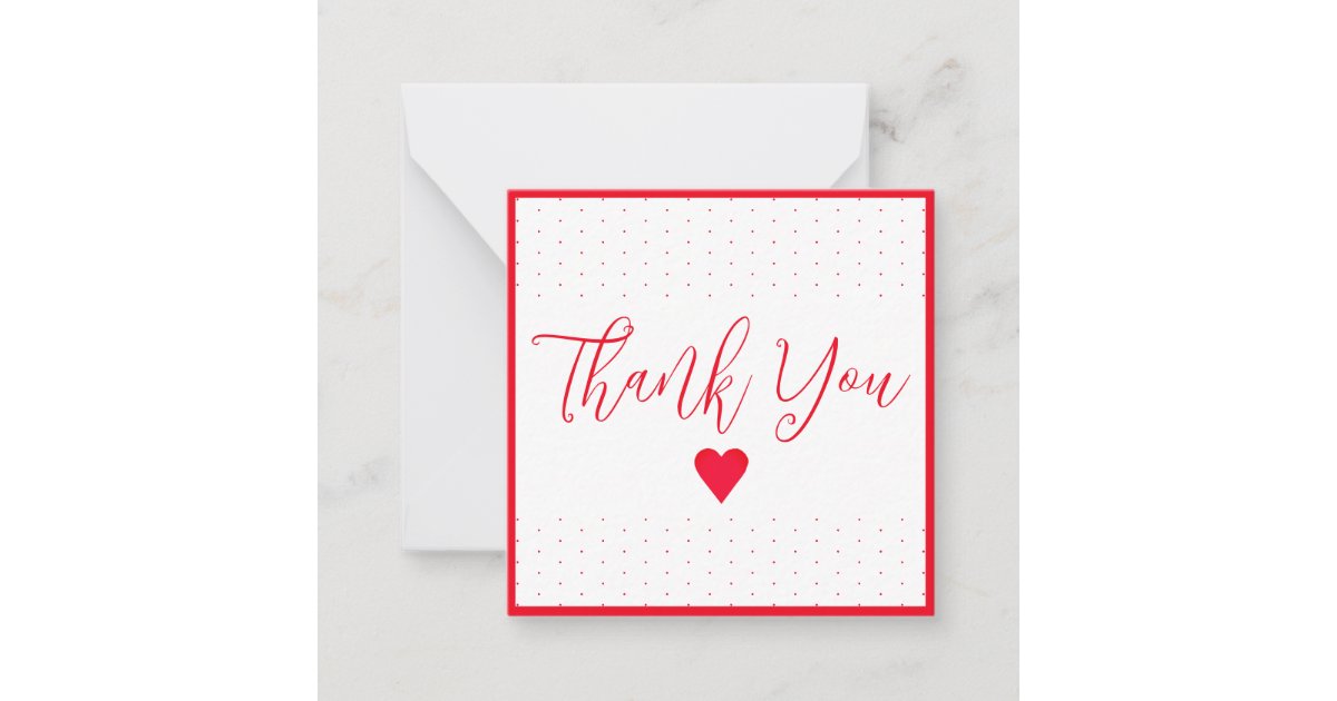 Mini Thank You With Red Polka Dots Note Card | Zazzle