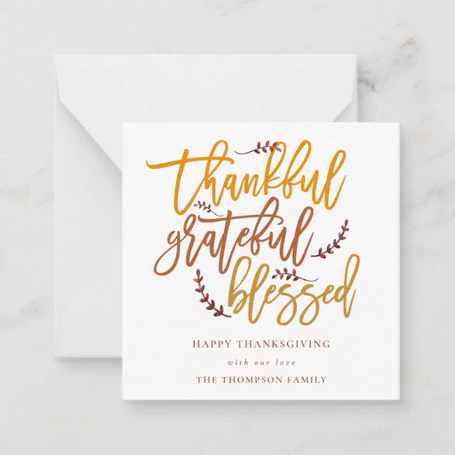 MINI Thankful Grateful Blessed Thanksgiving Card | Zazzle