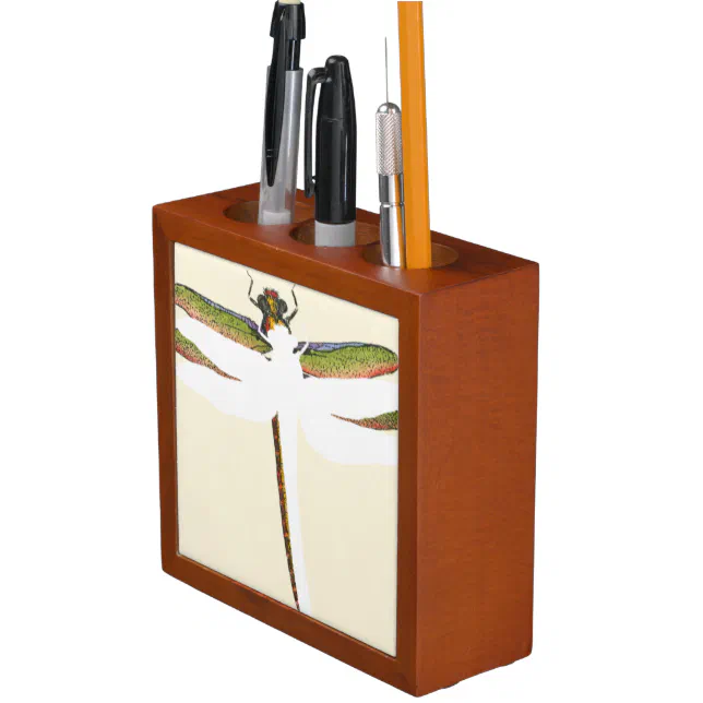 Miniature Dragonfly on White Background Pencil/Pen Holder | Zazzle