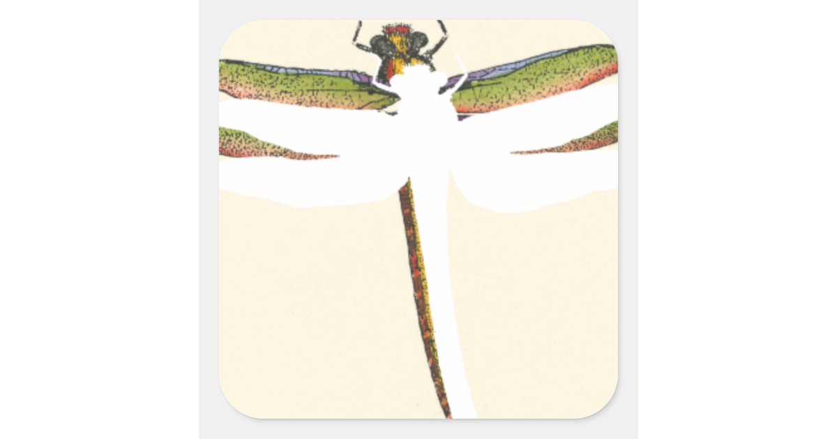 Miniature Dragonfly on White Background Square Sticker | Zazzle