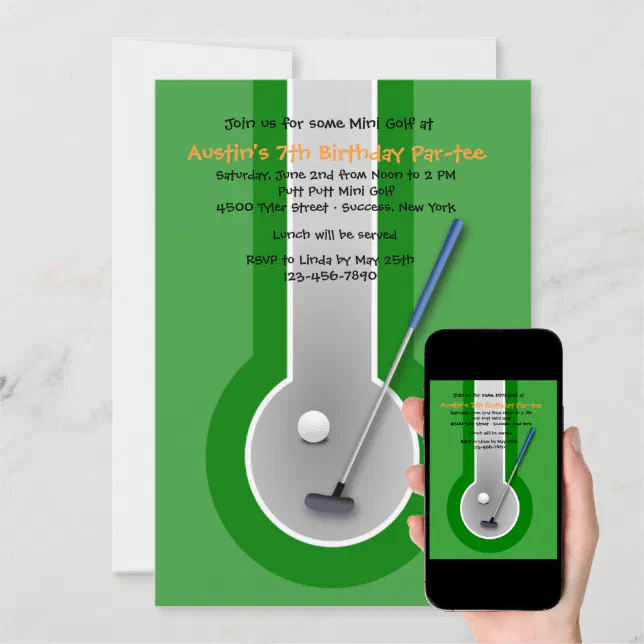Miniature Golf Birthday Party Invitation | Zazzle
