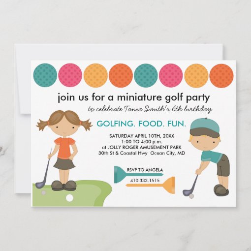 Miniature Golf Birthday Party Invitations for Kids | Zazzle