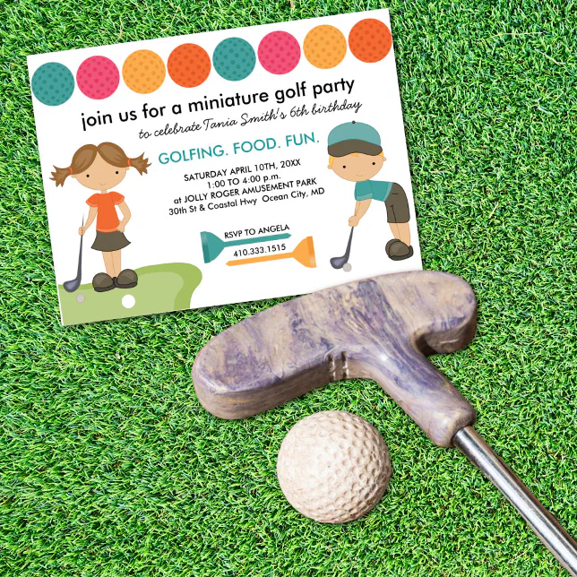 Miniature Golf Birthday Party Invitations for Kids | Zazzle