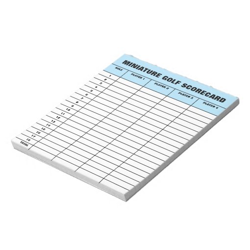 Miniature golf scorecard template custom notepad | Zazzle