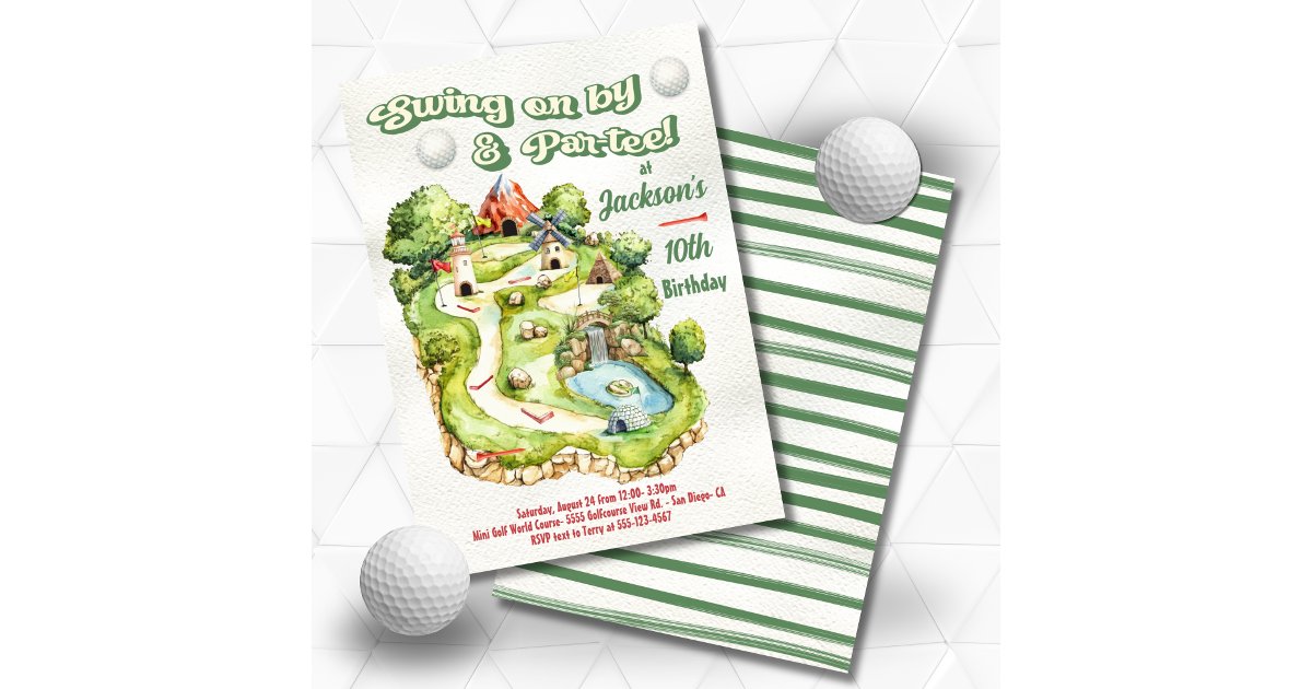 Miniature Mini Golf Birthday Par-tee Invitation | Zazzle