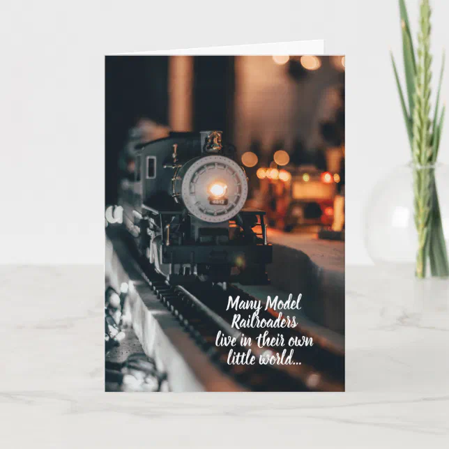 Miniature Model Railroader Anniversary or Birthday Card | Zazzle