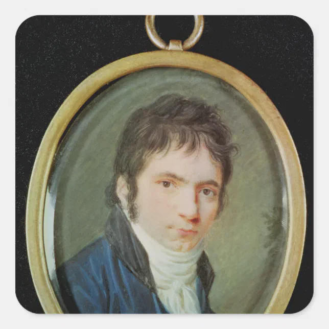 Miniature Portrait of Ludwig Van Beethoven , 1802 Square Sticker | Zazzle
