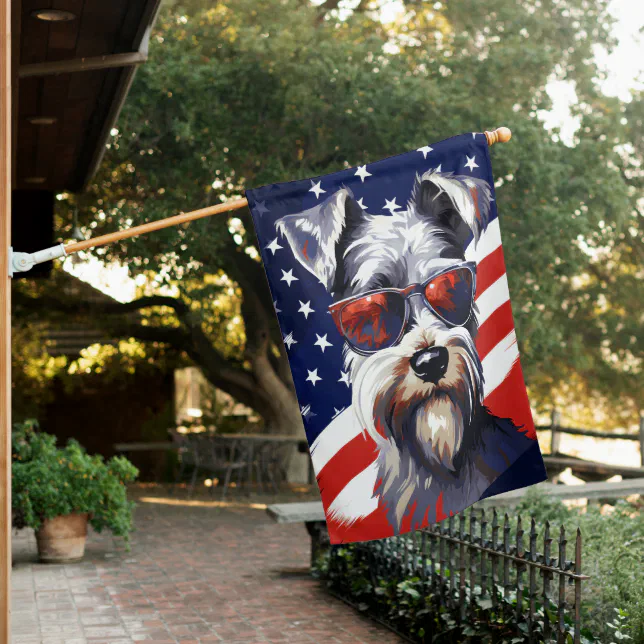Miniature Schnauzer 4th of July Independence day House Flag | Zazzle