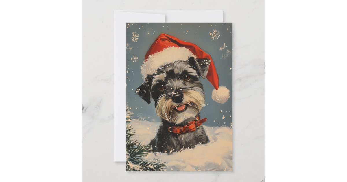 Miniature Schnauzer Christmas Holiday Card | Zazzle