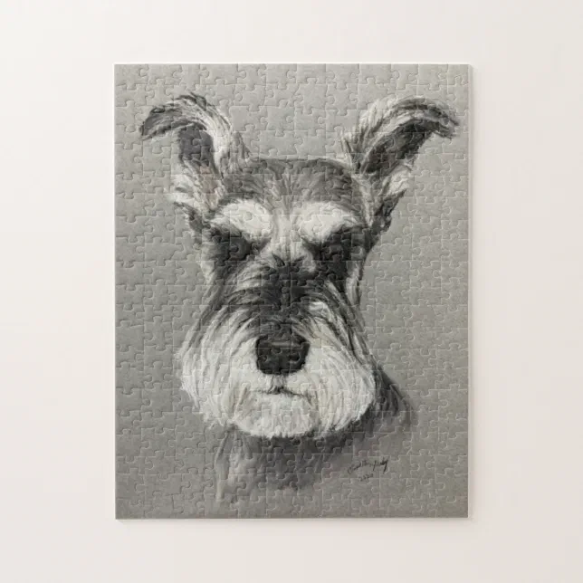 Miniature Schnauzer Dog Art Puzzle. Jigsaw Puzzle | Zazzle
