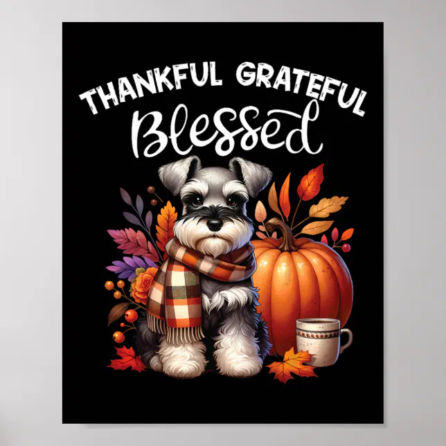 Miniature Schnauzer Dog Pumpkin Spice Happy Fall Y Poster | Zazzle