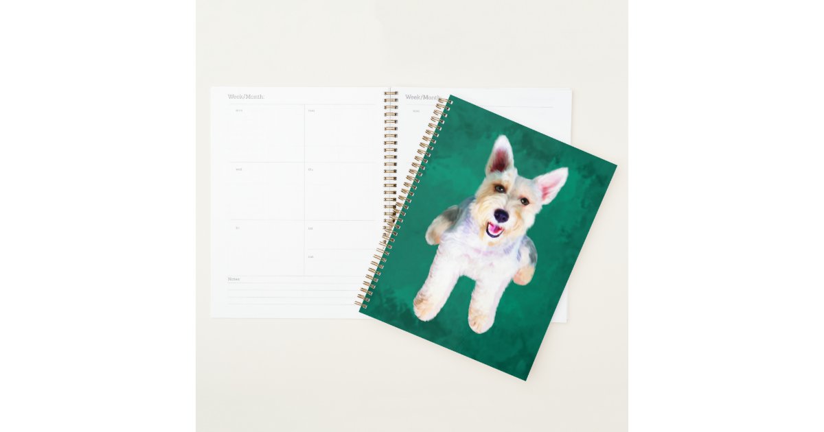 Miniature Schnauzer Dog Water Color Art Painting Planner | Zazzle